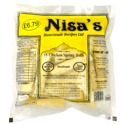 Nisa's Frozen Chicken Spring Rolls – Variety Foods UK